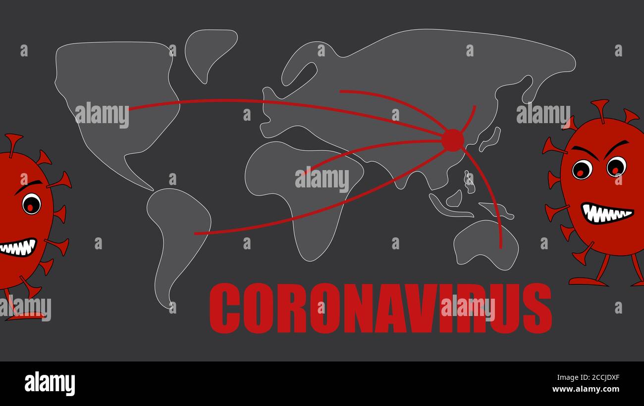 Map of the spread of the global coronavirus from China. Lines on the ...