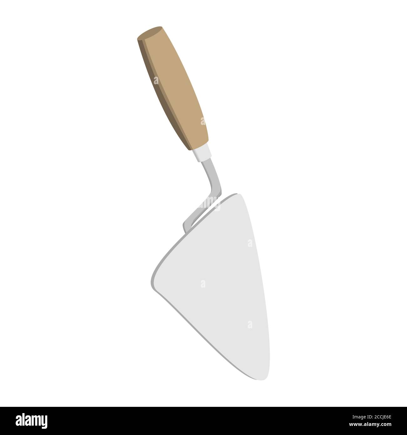 Construction trowel with wooden handle isolated on white. A tool for ...