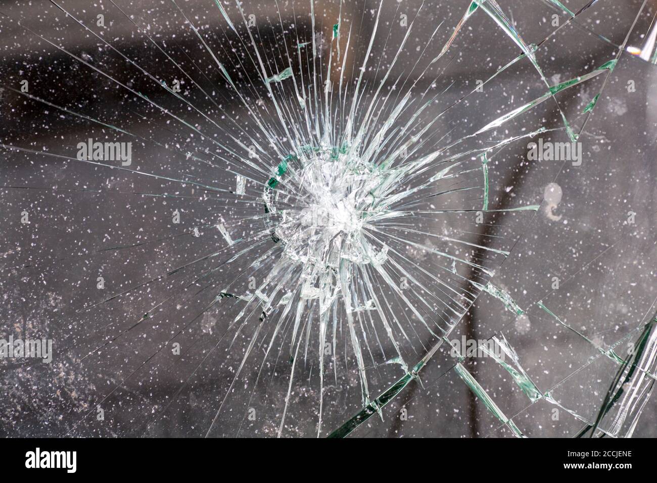 broken glass. Car glass cracked from an accident. Armored glass after ...