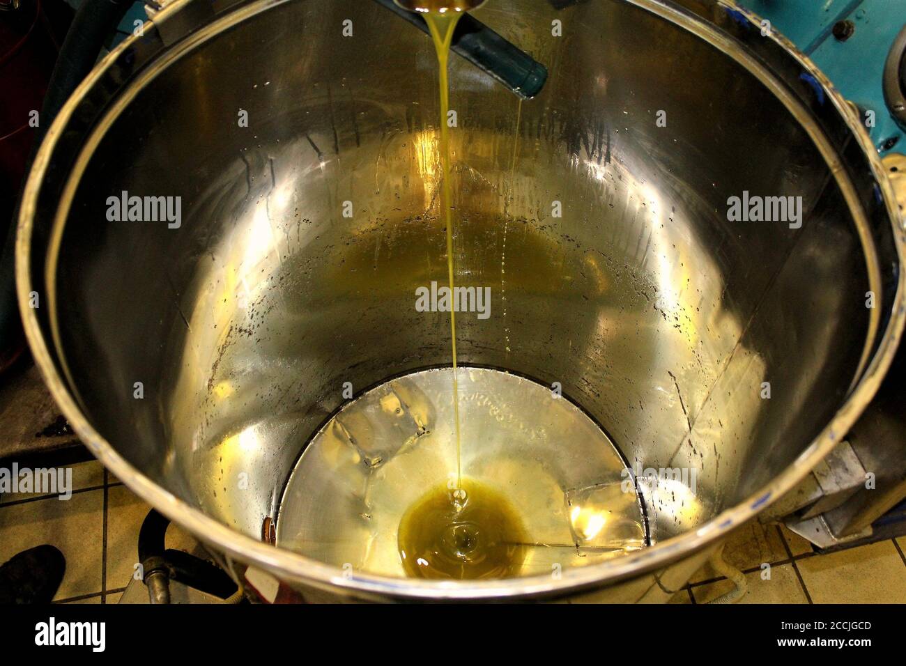 Greece, Attica, extra virgin olive oil extraction process in olive oil ...