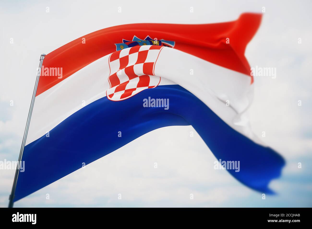Waving flags of the world - flag of Croatia. Shot with a shallow depth ...