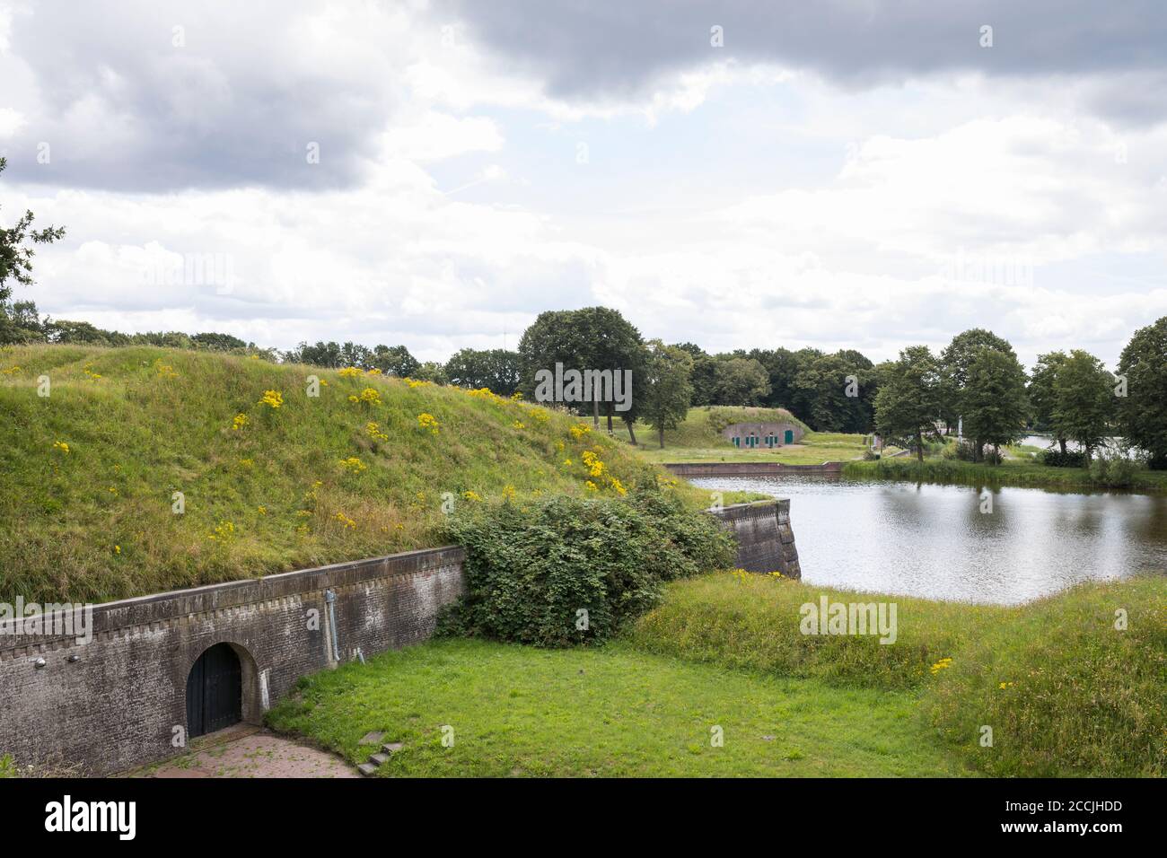 View at the fortifications and canals of fortress city Naarden Vesting ...