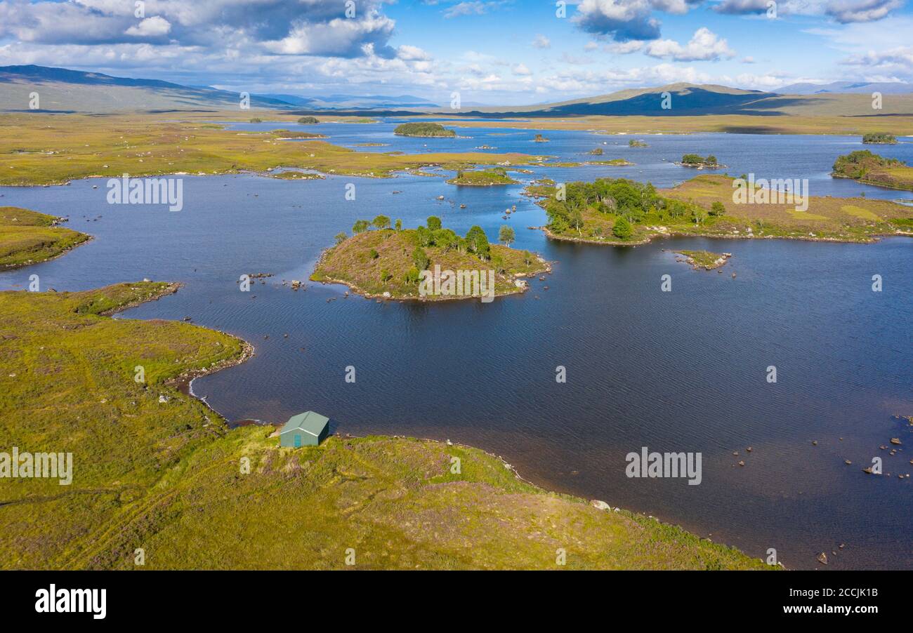 Aerial view of Loch Ba on Rannoch Moor in summer, Scotland, UK Stock ...