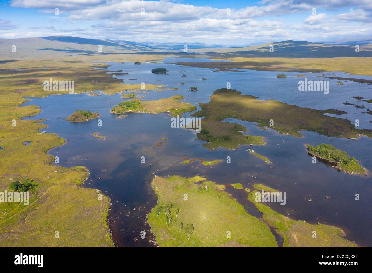Aerial view of Loch Ba on Rannoch Moor in summer, Scotland, UK Stock ...