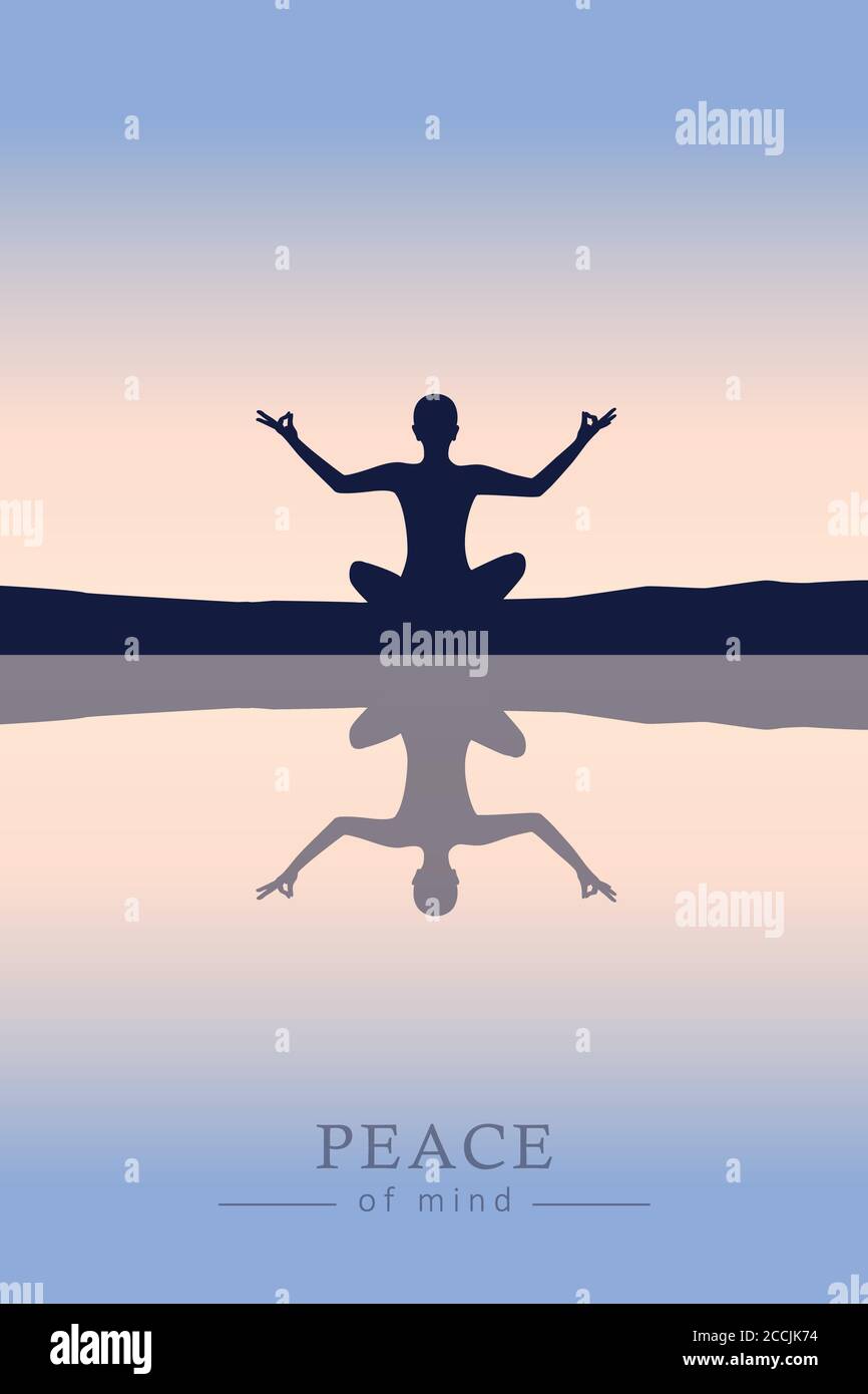 peace of mind mediating person by the lake vector illustration EPS10 ...