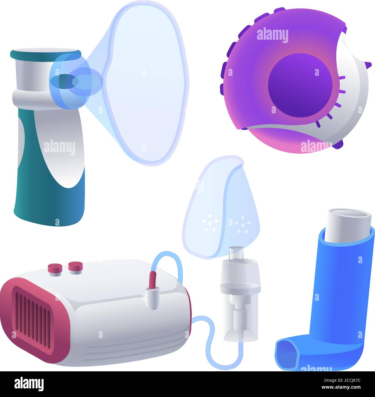 Inhaler icons set. Cartoon set of inhaler vector icons for web design ...
