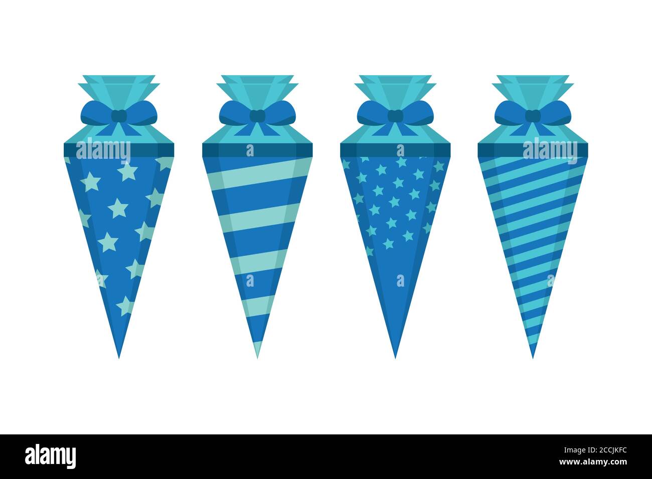 blue pattern school cone set isolated on white vector illustration ...