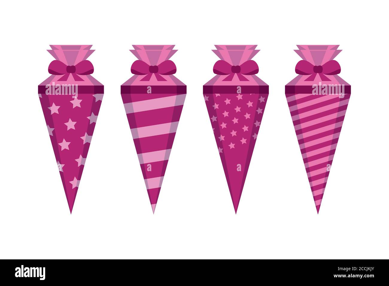 pink pattern school cone set isolated on white vector illustration ...