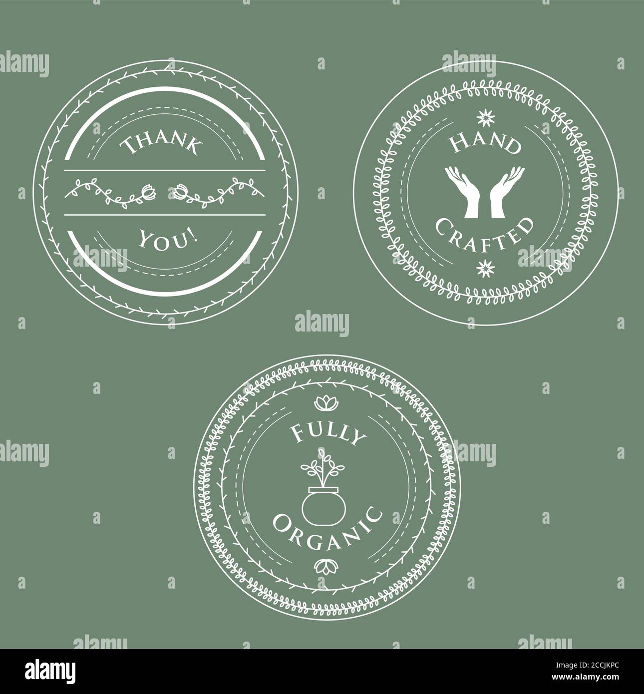 3 sets of labels that say Thank You, Hand Crafted and Fully Organic ...