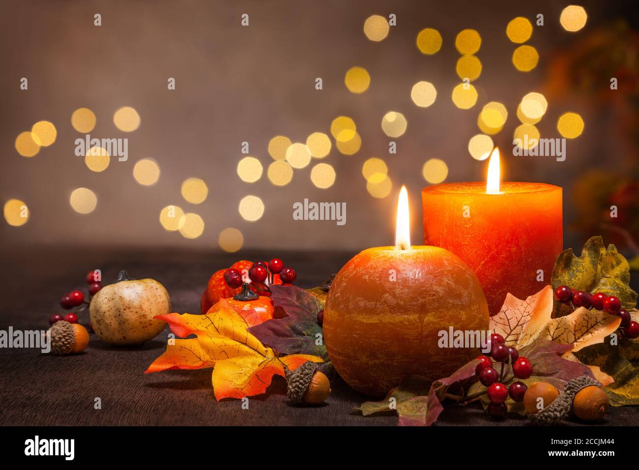 Autumn candles table hi-res stock photography and images - Alamy