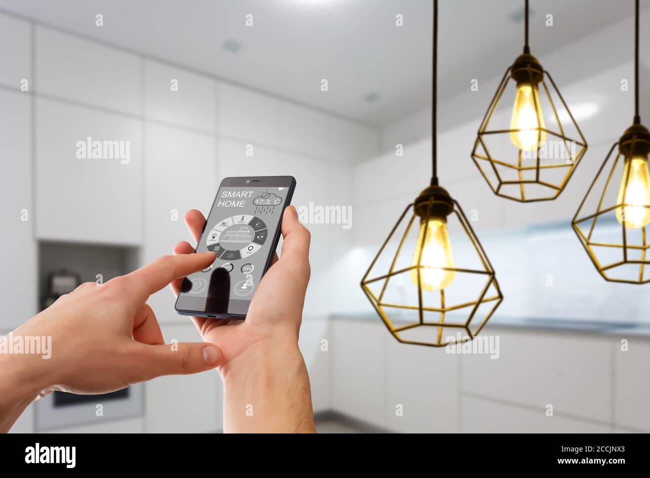 Remote home control system on a digital tablet or phone Stock Photo - Alamy