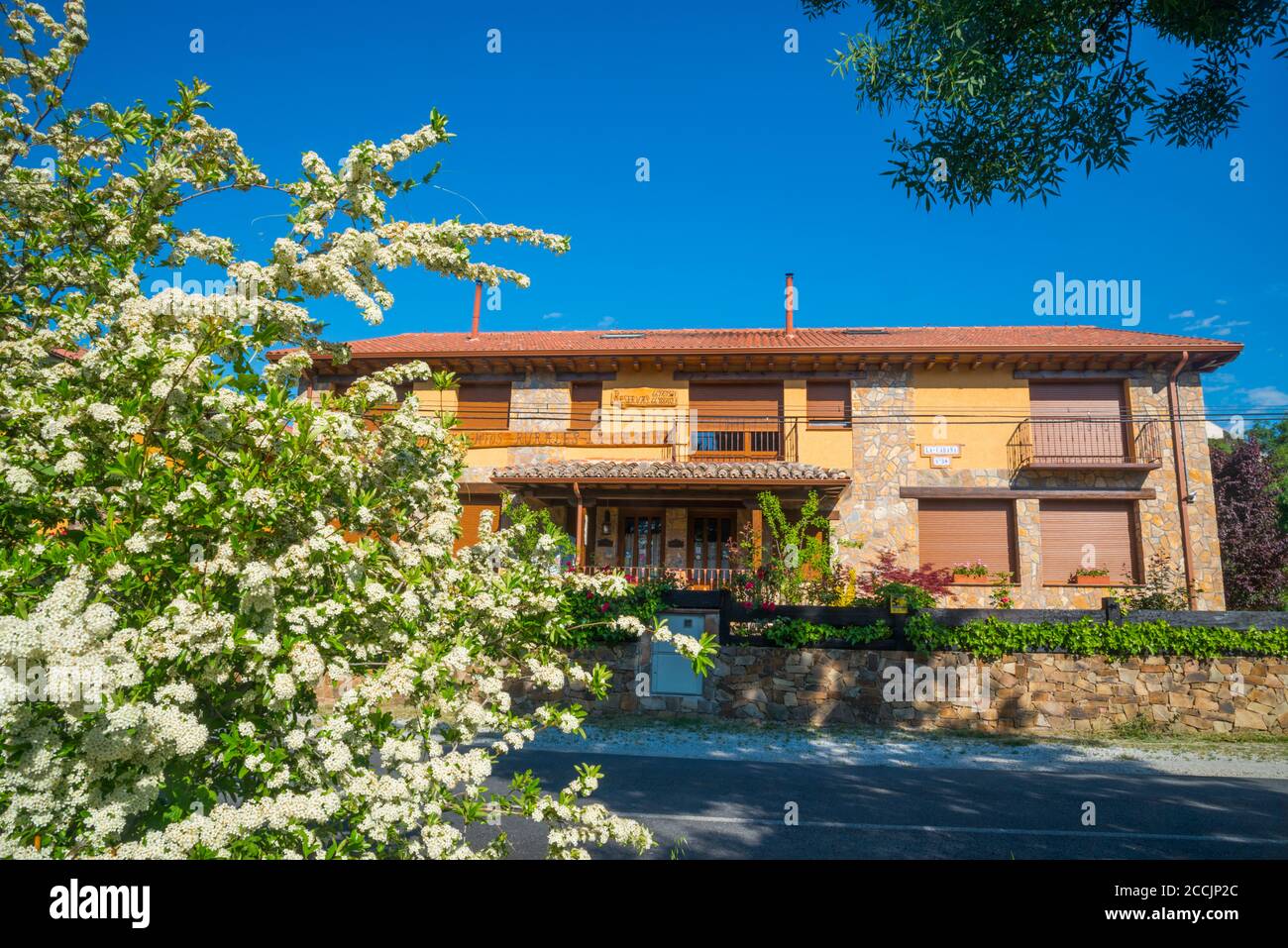 Facade of rural house. Rascafria, Madrid province, Spain Stock Photo ...