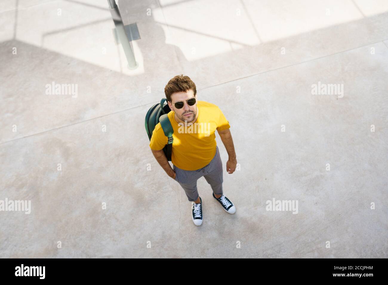 Top view of a male student on the university campus Stock Photo - Alamy