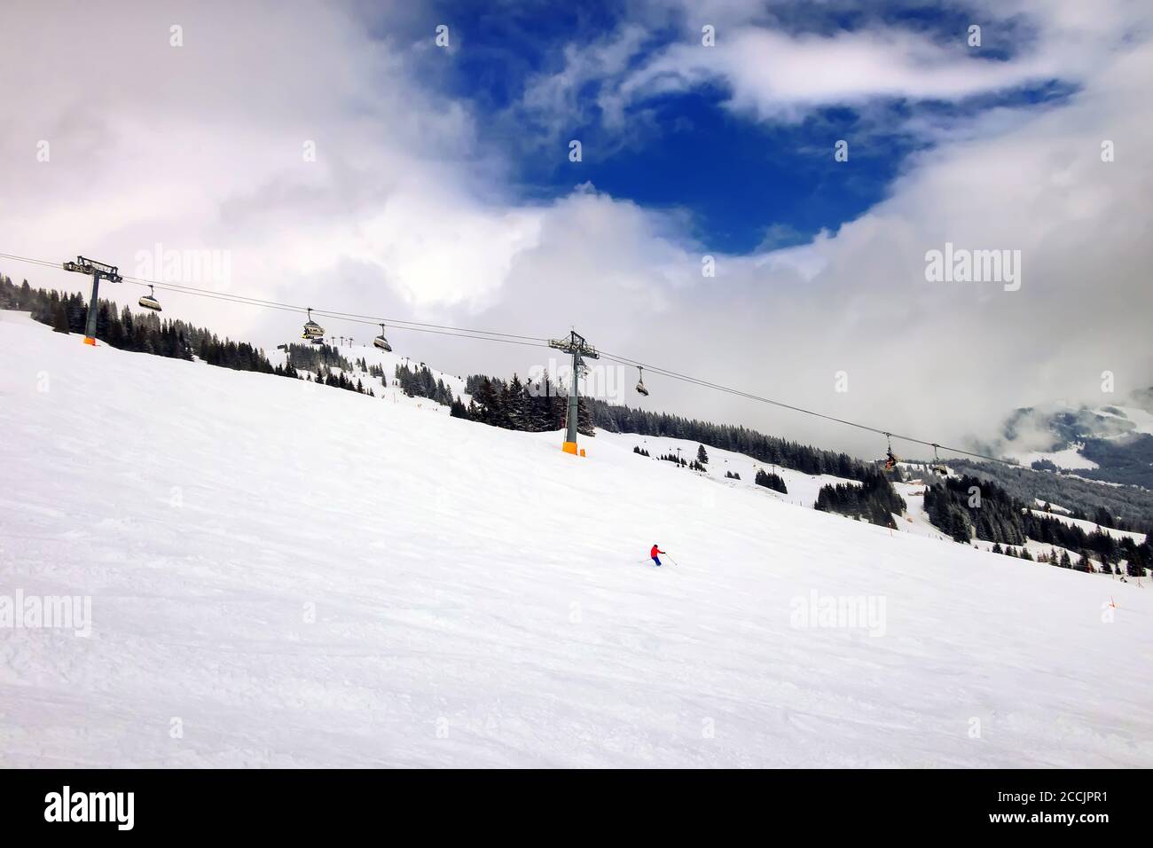 Saalbach, Austria, ski slope of austrain winter resort Stock Photo - Alamy