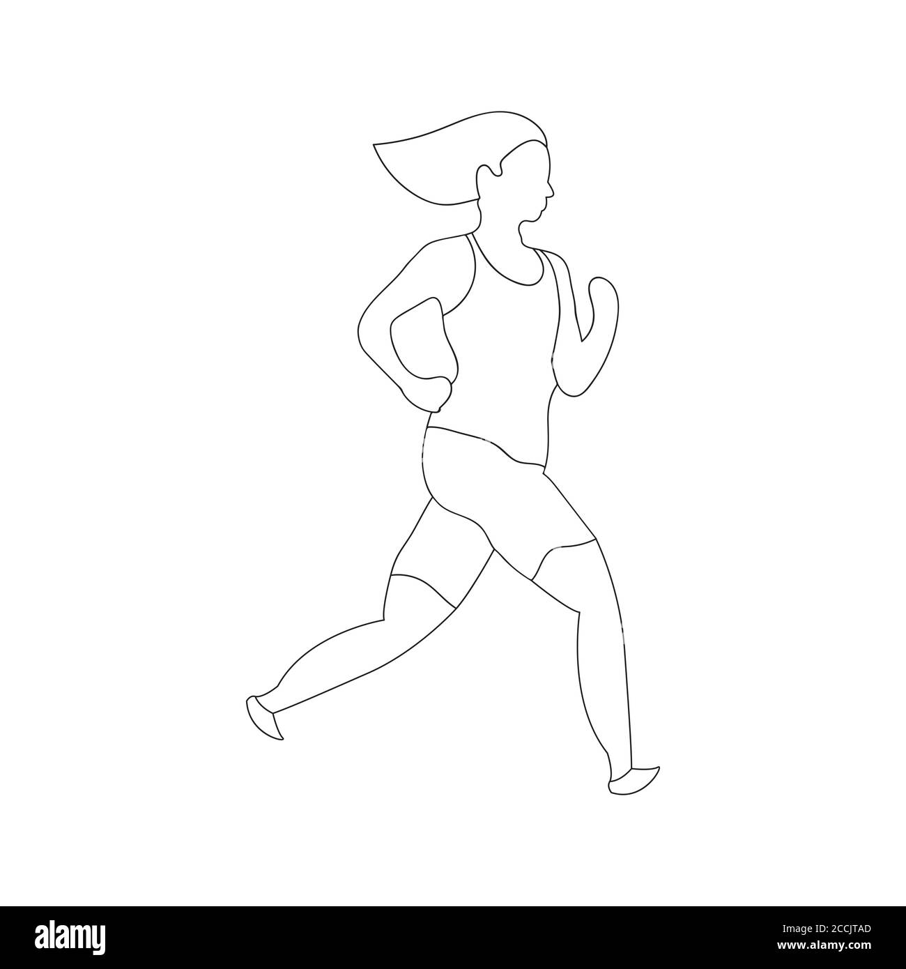 Woman Running Line Art Vector High Resolution Stock Photography and ...
