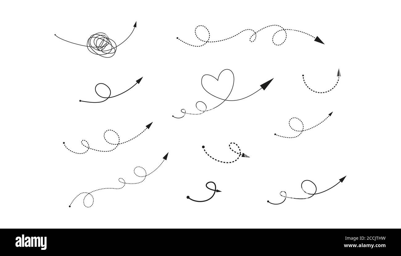 Set of hand-drawn style of abstract arrows for concept design. vector ...