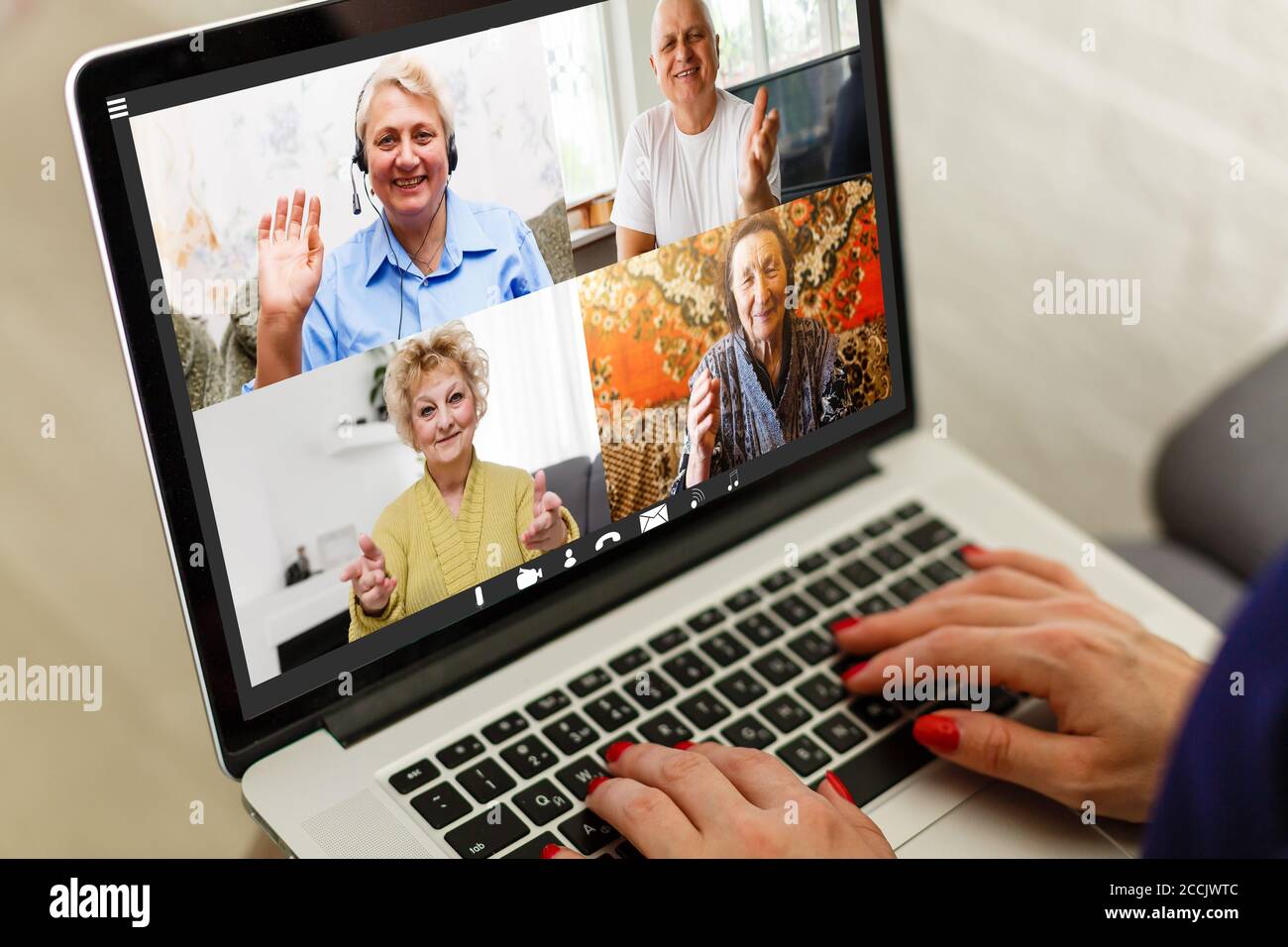 Group Friends Video Chat Connection Concept Stock Photo - Alamy