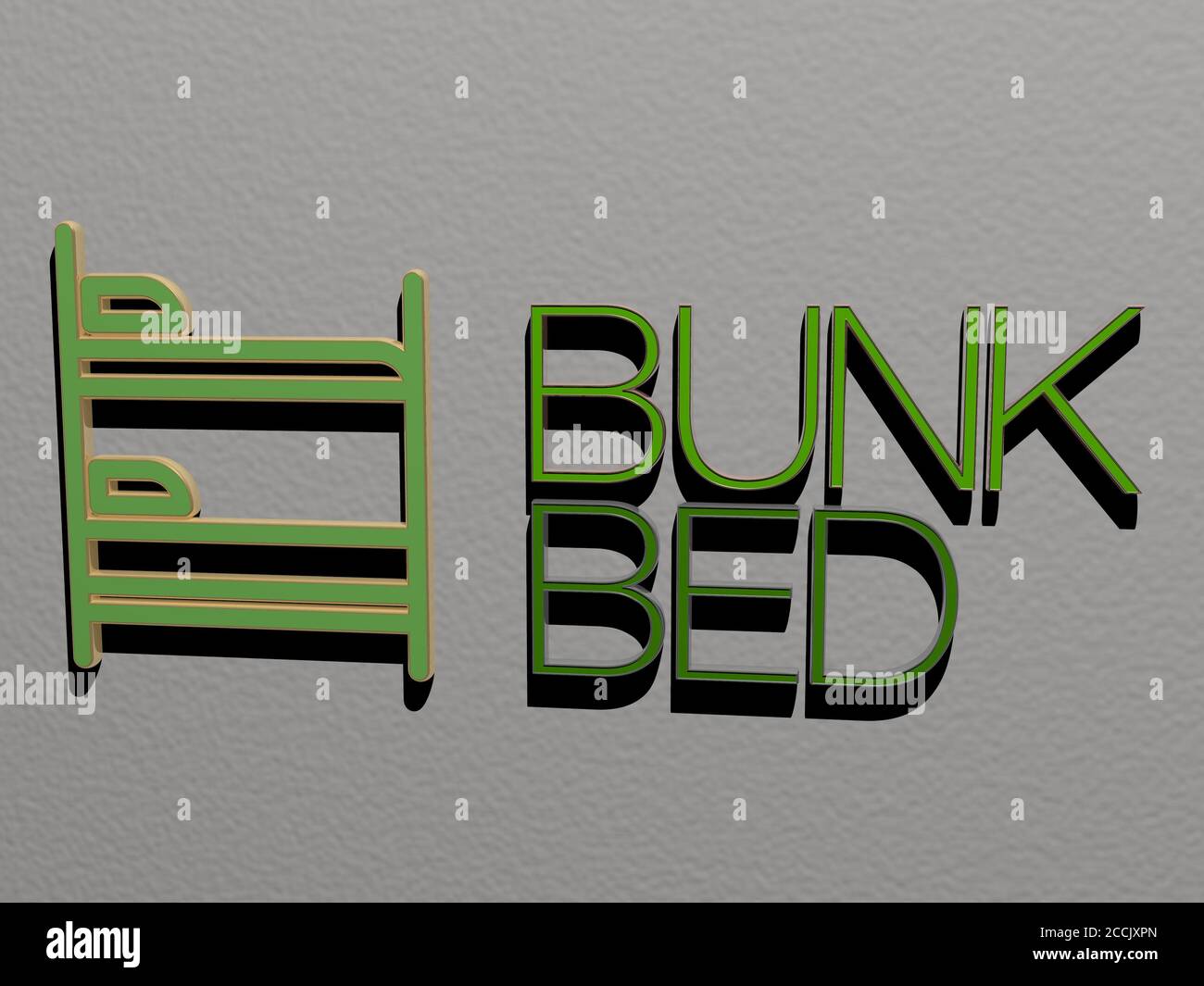 bunk bed icon and text on the wall, 3D illustration Stock Photo - Alamy