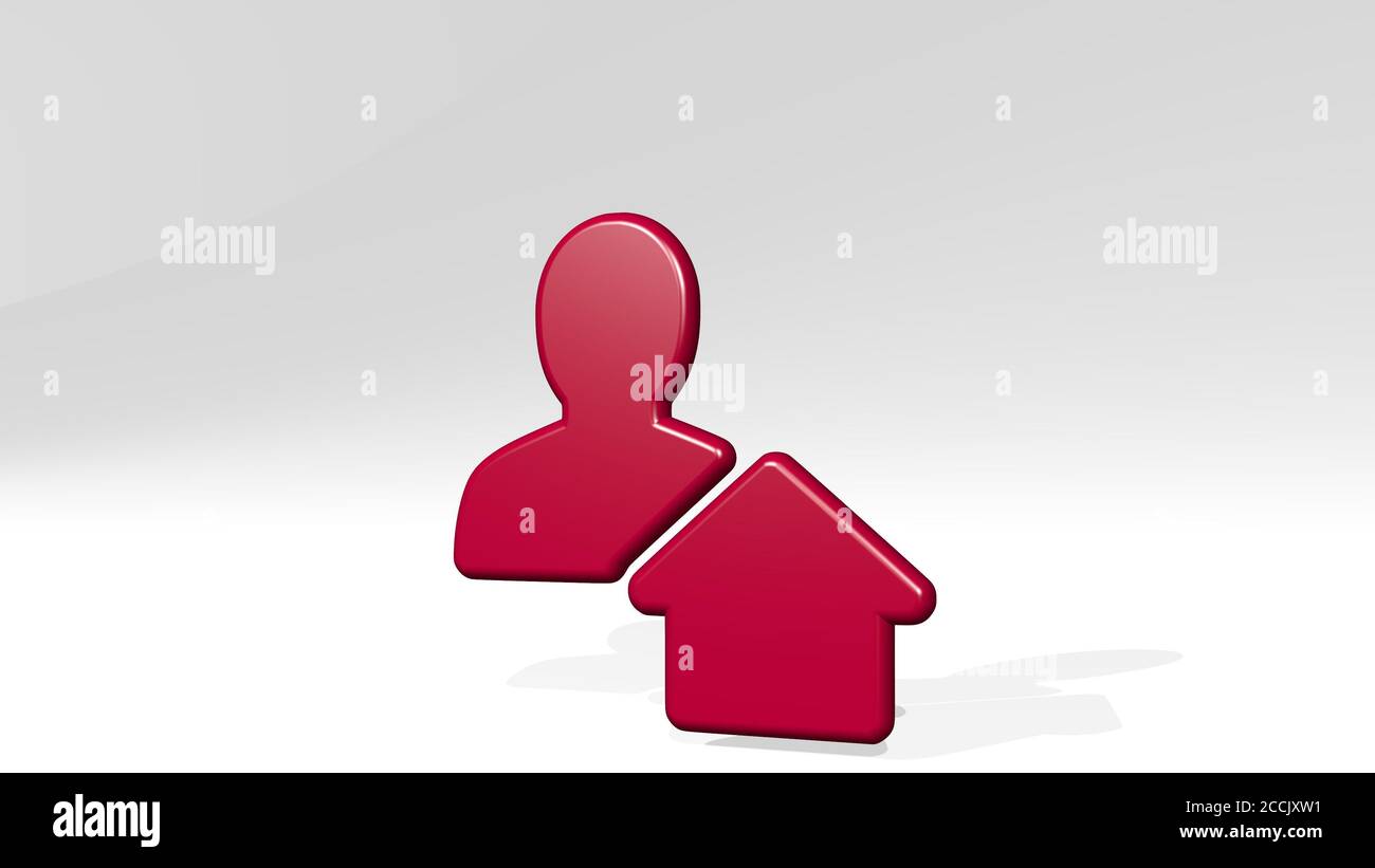 SINGLE NEUTRAL ACTIONS HOME 3D icon casting shadow, 3D illustration ...