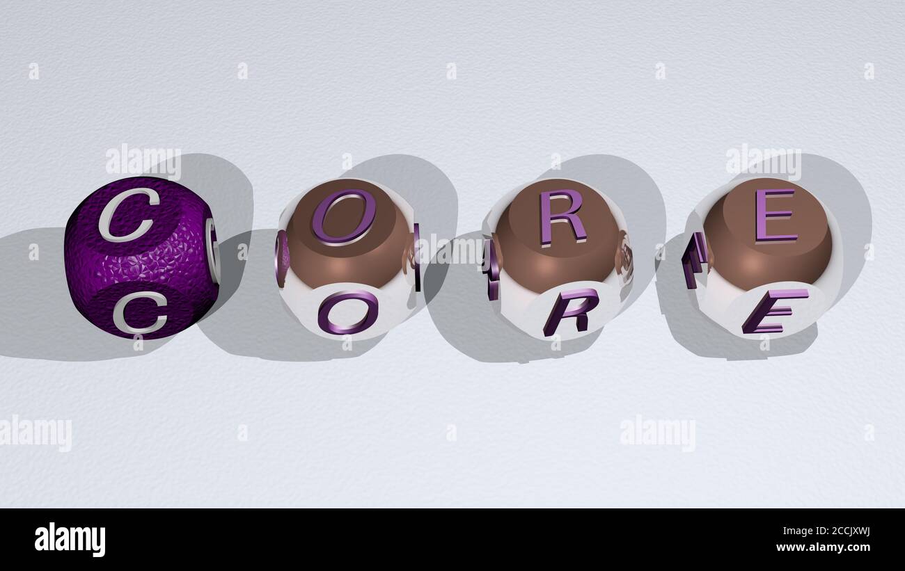 CORE text of cubic individual letters, 3D illustration Stock Photo - Alamy