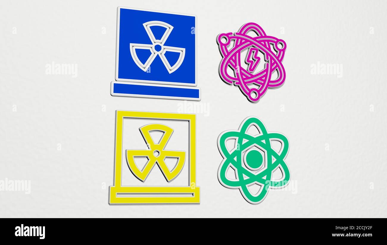 ATOMIC ENERGY colorful set of icons, 3D illustration Stock Photo - Alamy