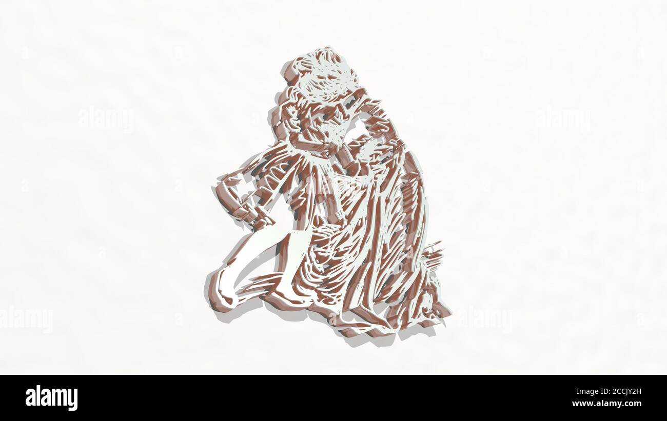 girl 3D drawing icon, 3D illustration Stock Photo - Alamy