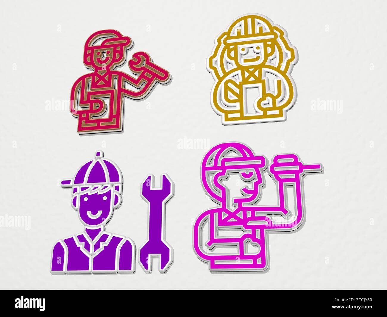 TECHNICIAN 4 icons set, 3D illustration Stock Photo - Alamy