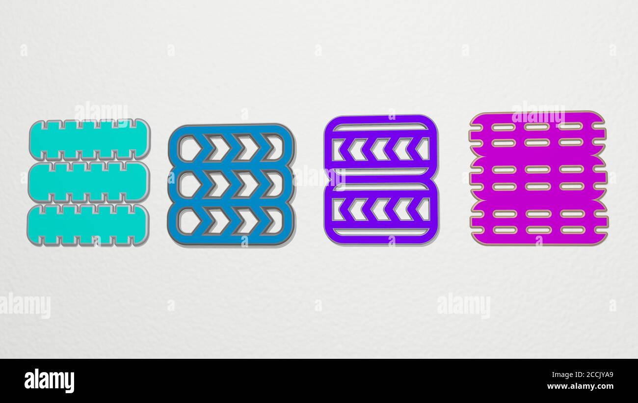 tires 4 icons set, 3D illustration Stock Photo - Alamy