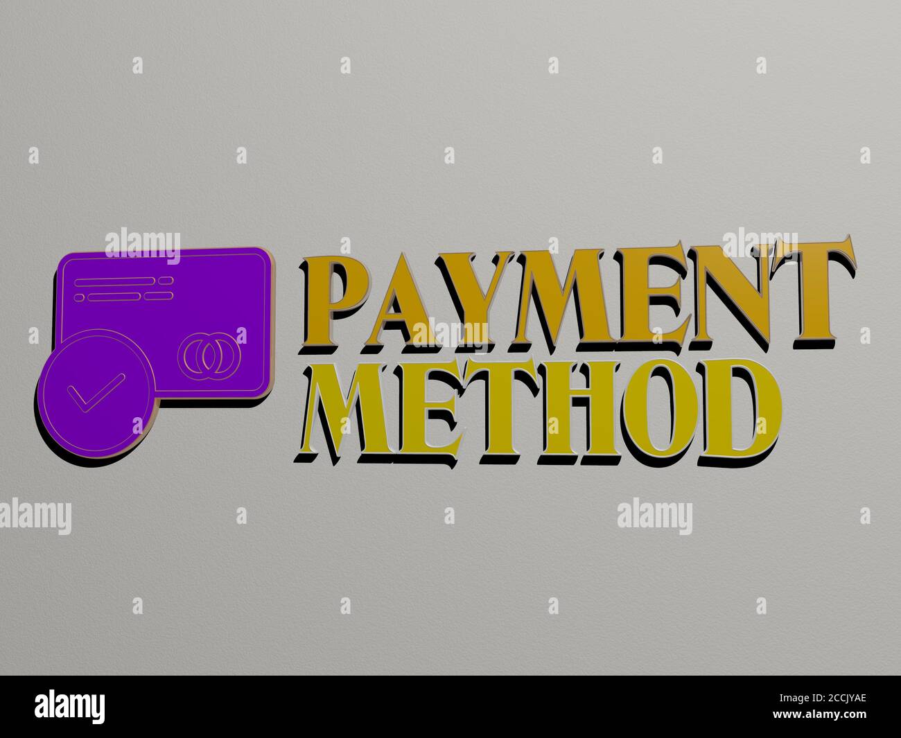 3D graphical image of PAYMENT METHOD vertically along with text built ...