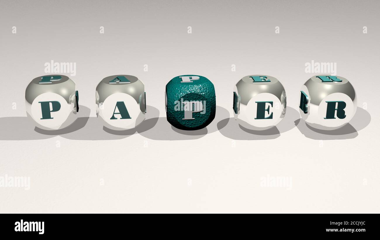 paper text of cubic individual letters, 3D illustration Stock Photo - Alamy