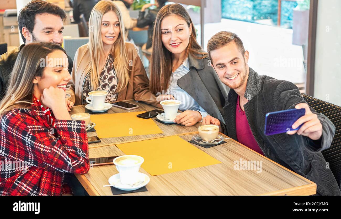 Group of women taking a selfie in a bar hi-res stock photography and ...