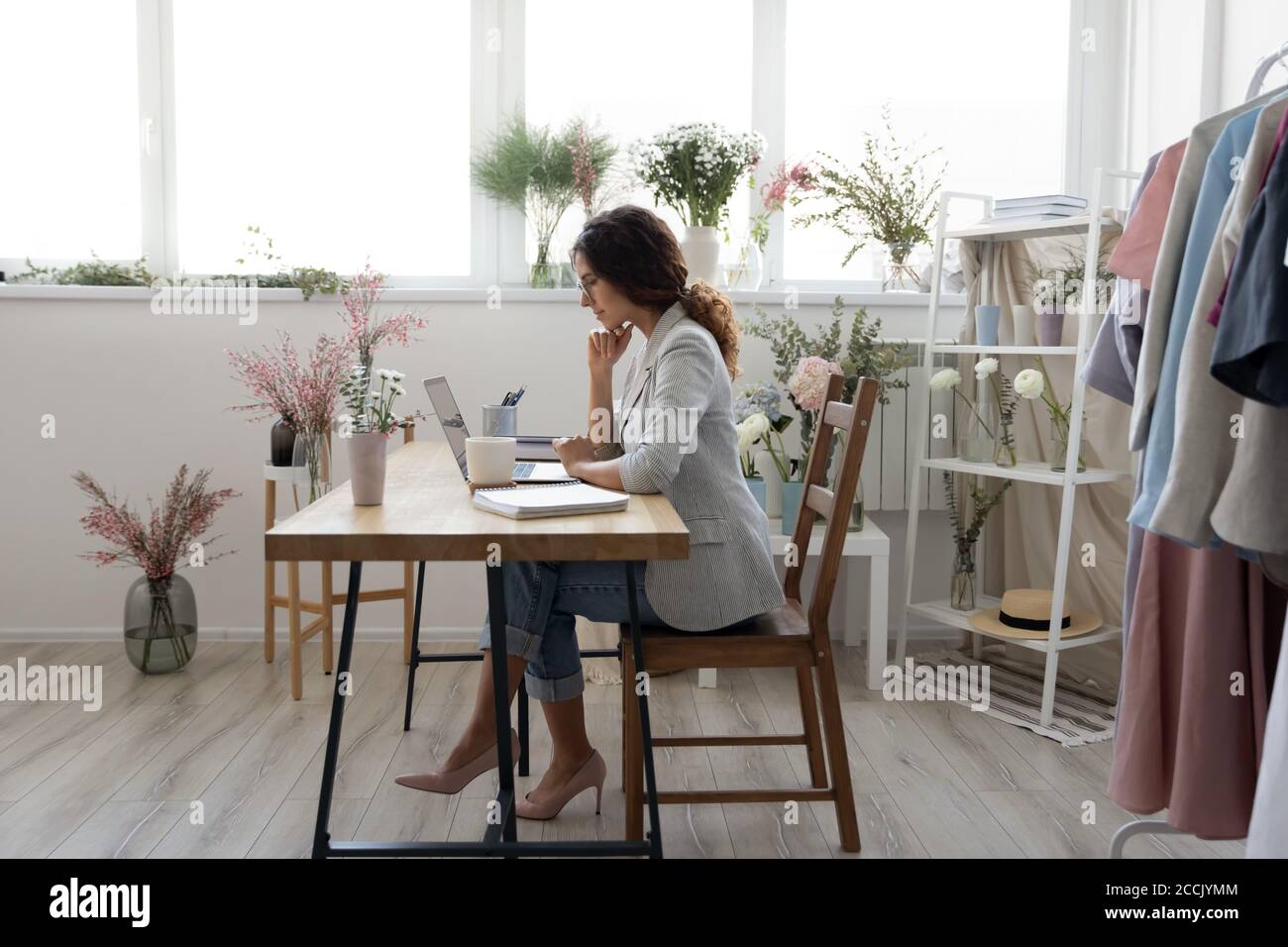 Professional decorator working on creative hi-res stock photography and ...