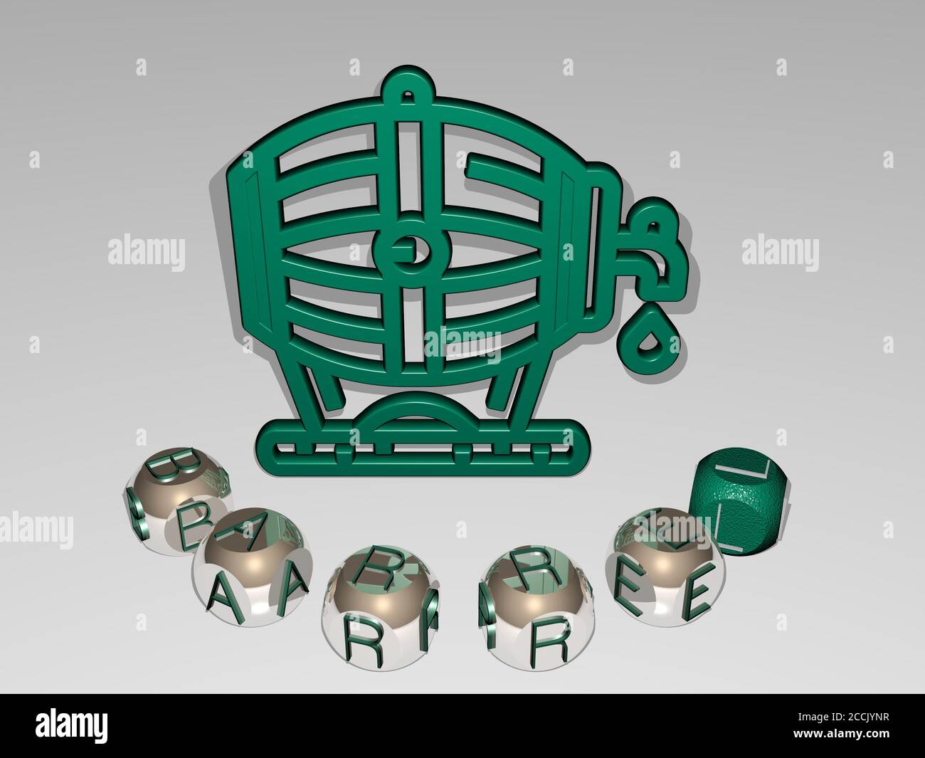 barrel round text of cubic letters around 3D icon, 3D illustration ...