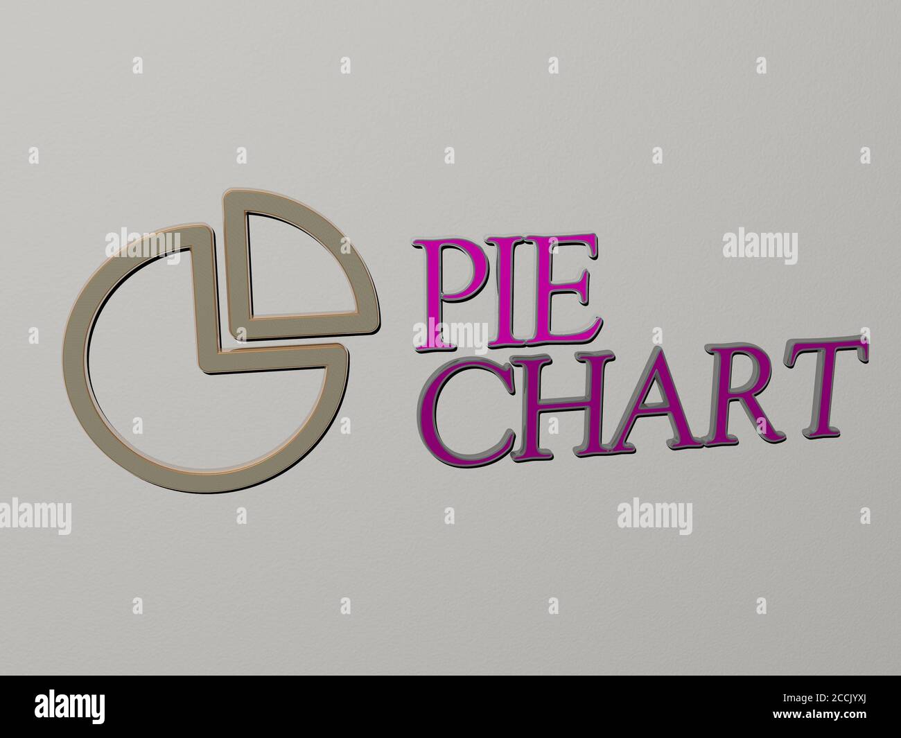 PIE CHART icon and text on the wall, 3D illustration Stock Photo - Alamy