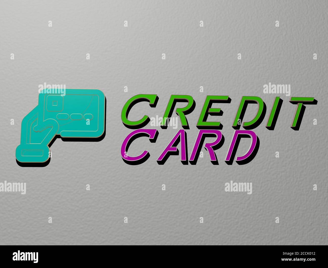 3D illustration of CREDIT CARD graphics and text made by metallic dice ...