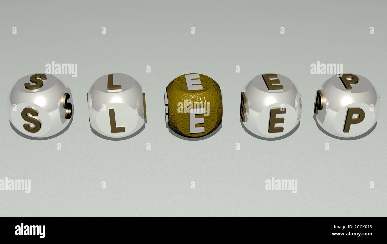 SLEEP text by cubic dice letters, 3D illustration Stock Photo - Alamy