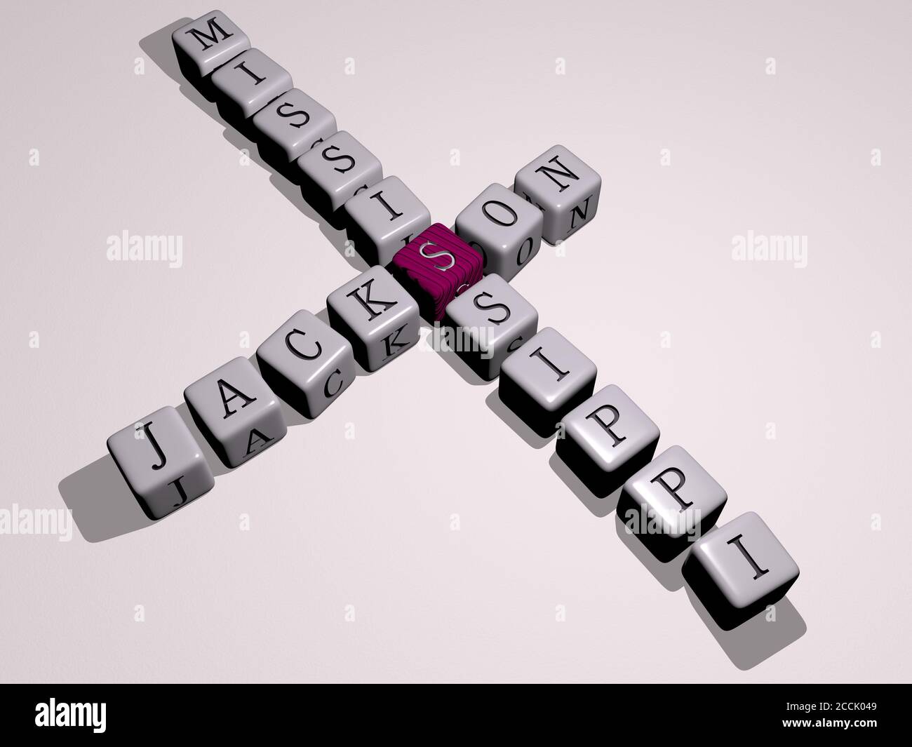 jackson mississippi crossword by cubic dice letters, 3D illustration ...