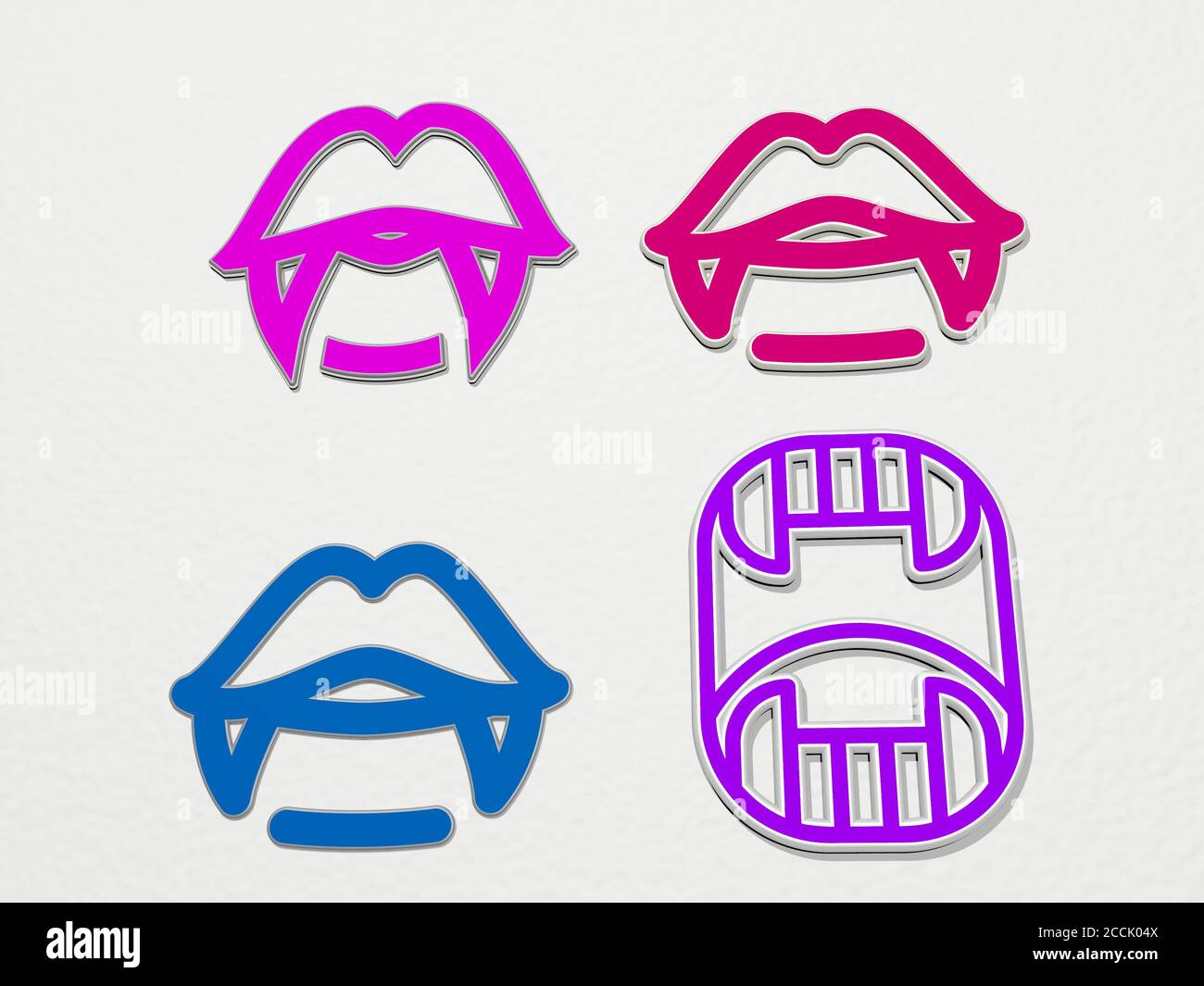 fangs 4 icons set, 3D illustration Stock Photo - Alamy