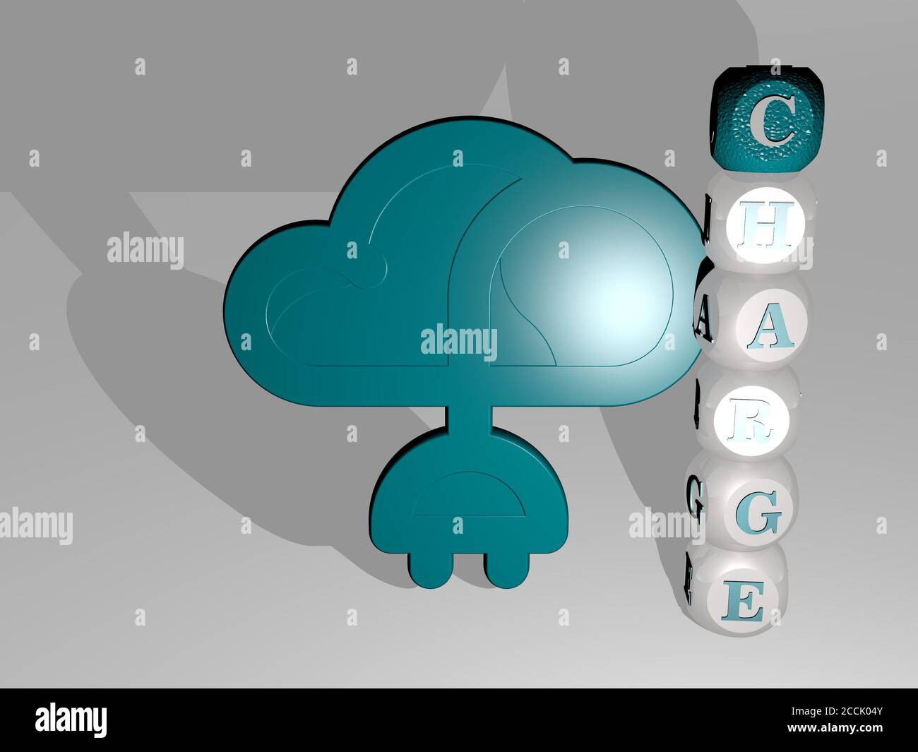 CHARGE 3D icon beside the vertical text of individual letters, 3D ...