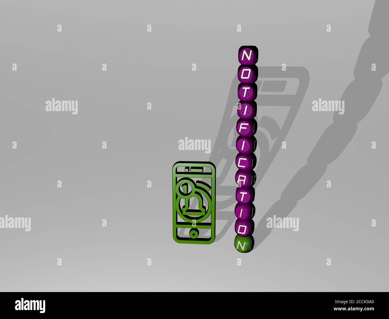 NOTIFICATION text beside the 3D icon, 3D illustration Stock Photo - Alamy