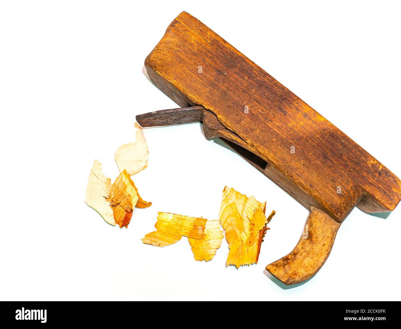 Carpentry tool wooden plane on a white background Stock Photo - Alamy