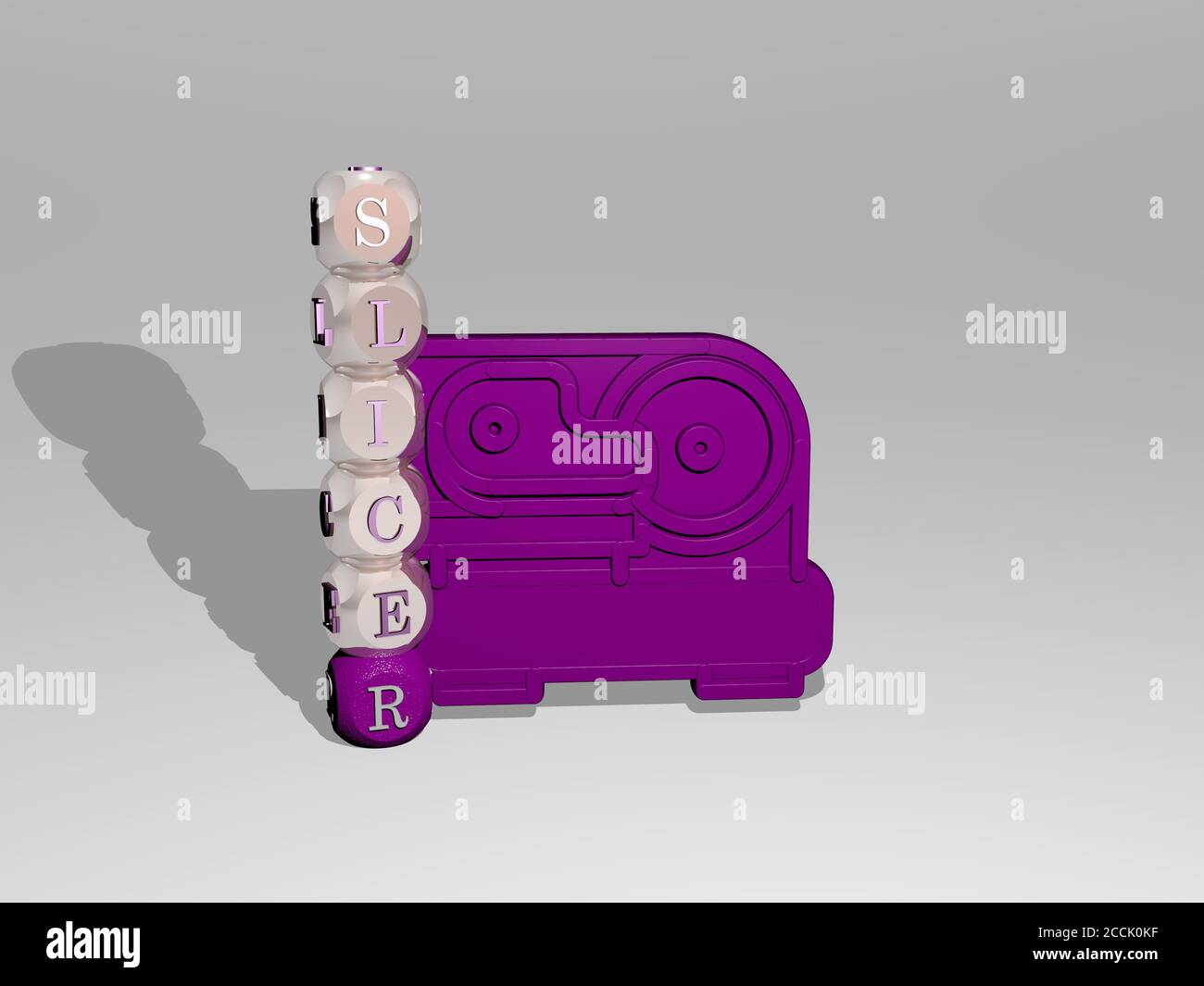 3D graphical image of SLICER vertically along with text built around ...