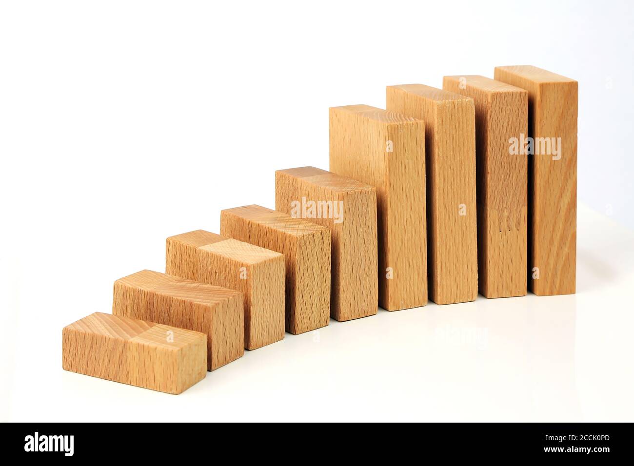 ascending diagram with wooden blocks Stock Photo - Alamy