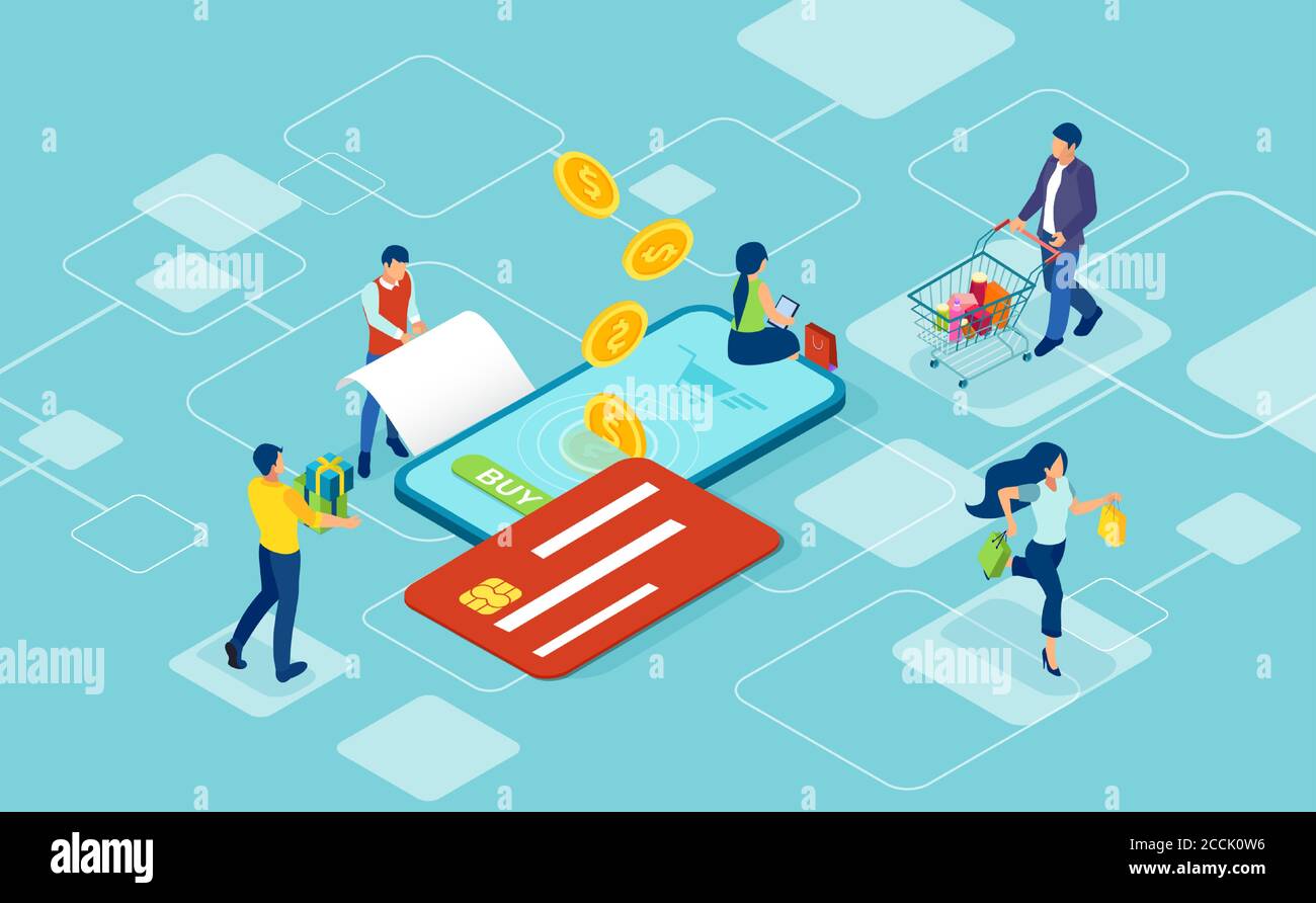 People using shopping app Stock Vector Images - Alamy