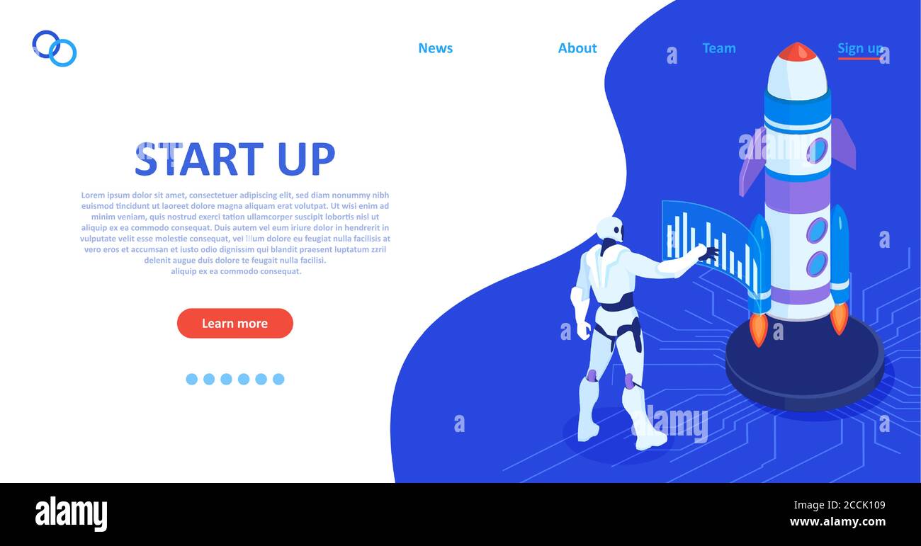 Vector of a robot launching a new startup project Stock Vector Image ...