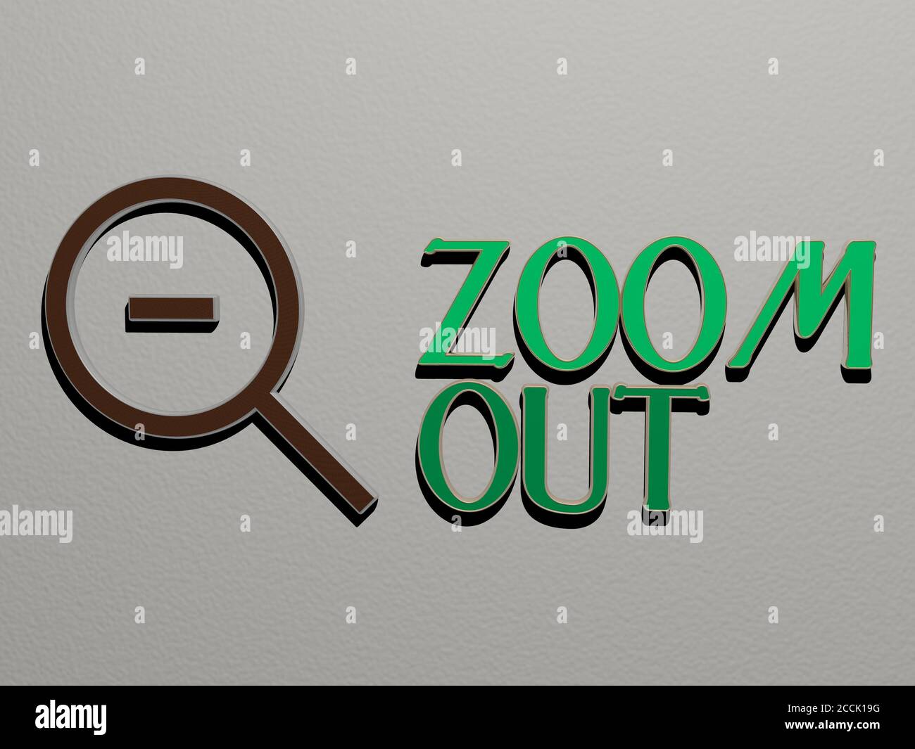 ZOOM OUT icon and text on the wall, 3D illustration Stock Photo - Alamy