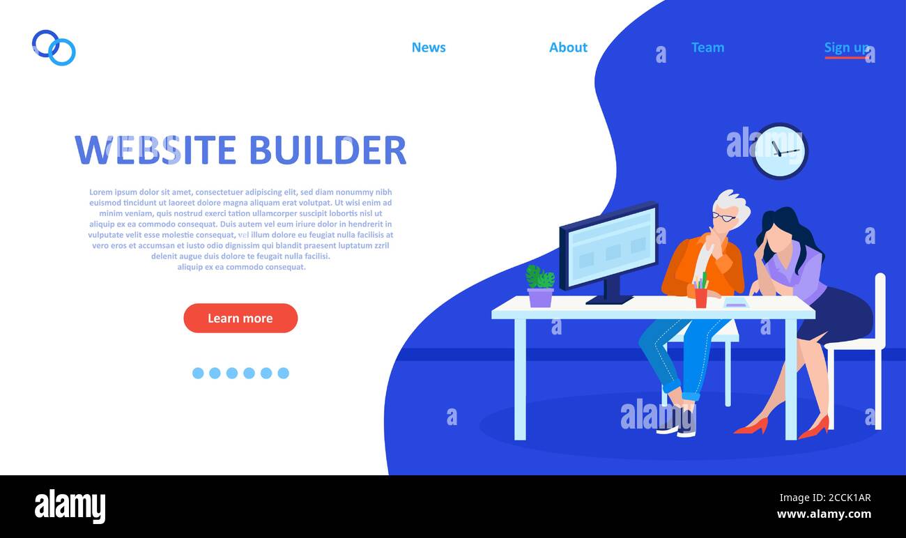 Vector of a man and woman working on web page design for website Stock ...