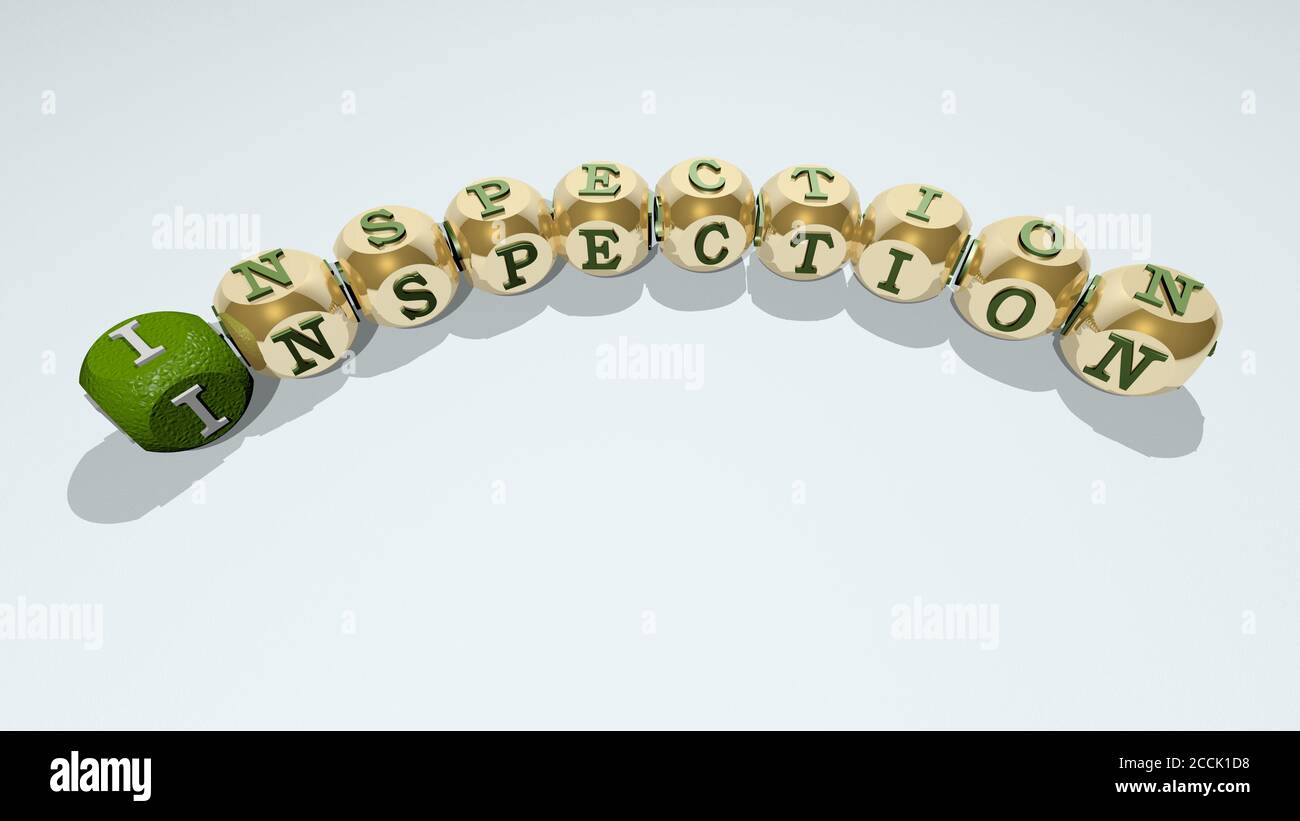 combination of INSPECTION built by cubic letters from the top ...