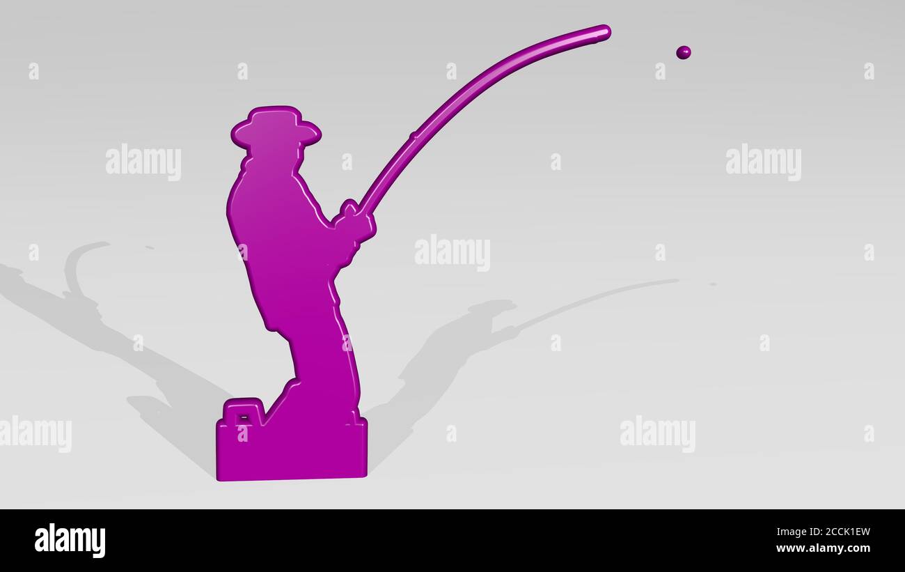 FISHING 3D icon casting shadow, 3D illustration Stock Photo - Alamy