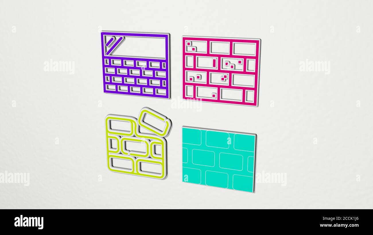 wall colorful set of icons, 3D illustration Stock Photo - Alamy